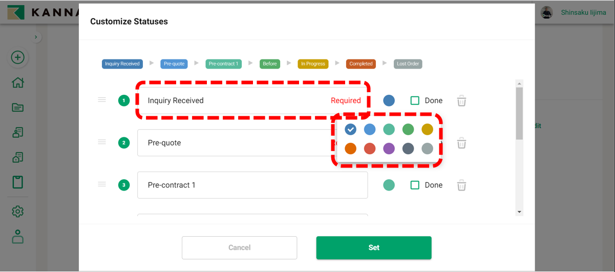 Customize Project Status Setting Kanna Faq 1948