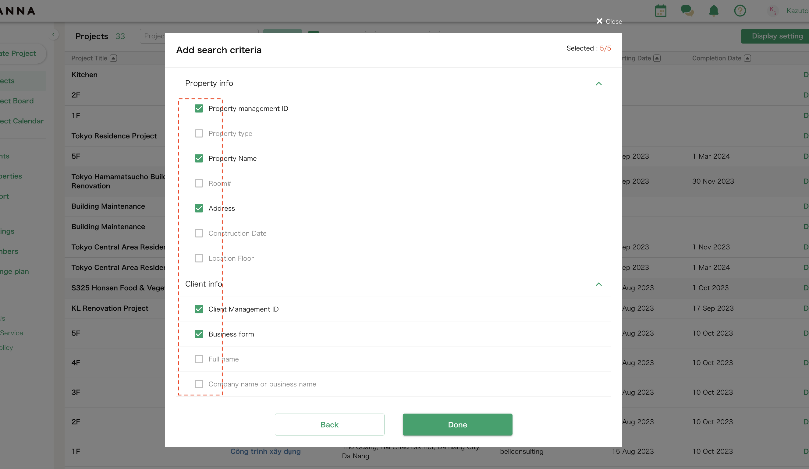 Project Search Bar Customization – KANNA FAQ