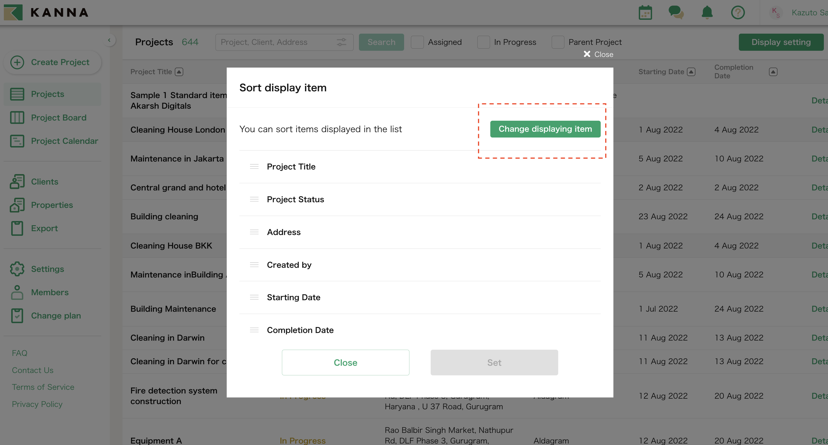 How to use Project list – KANNA FAQ