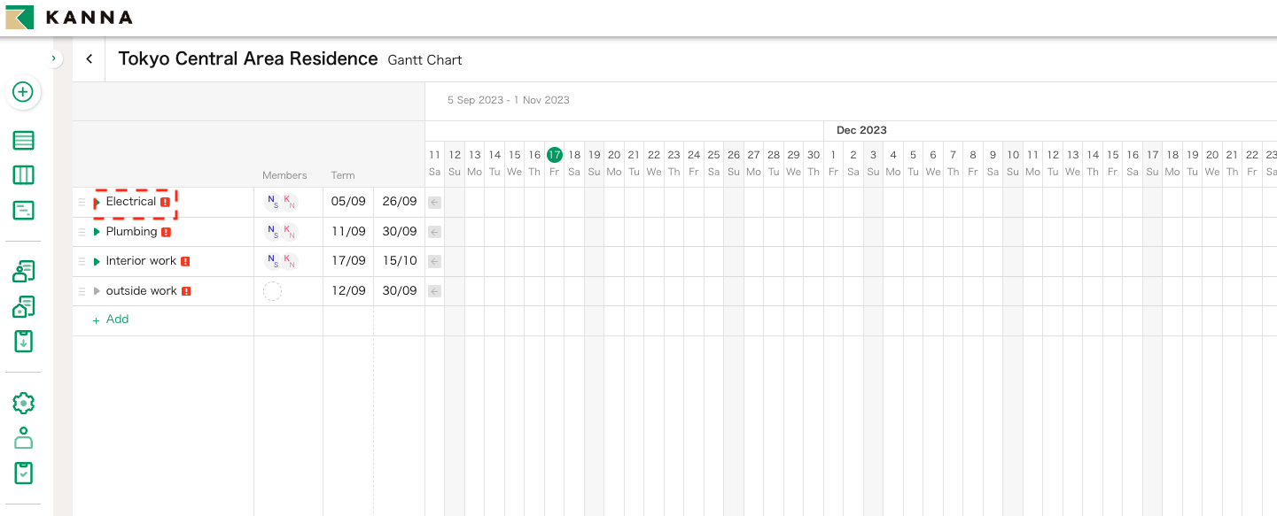 The Gantt Chart feature – KANNA FAQ