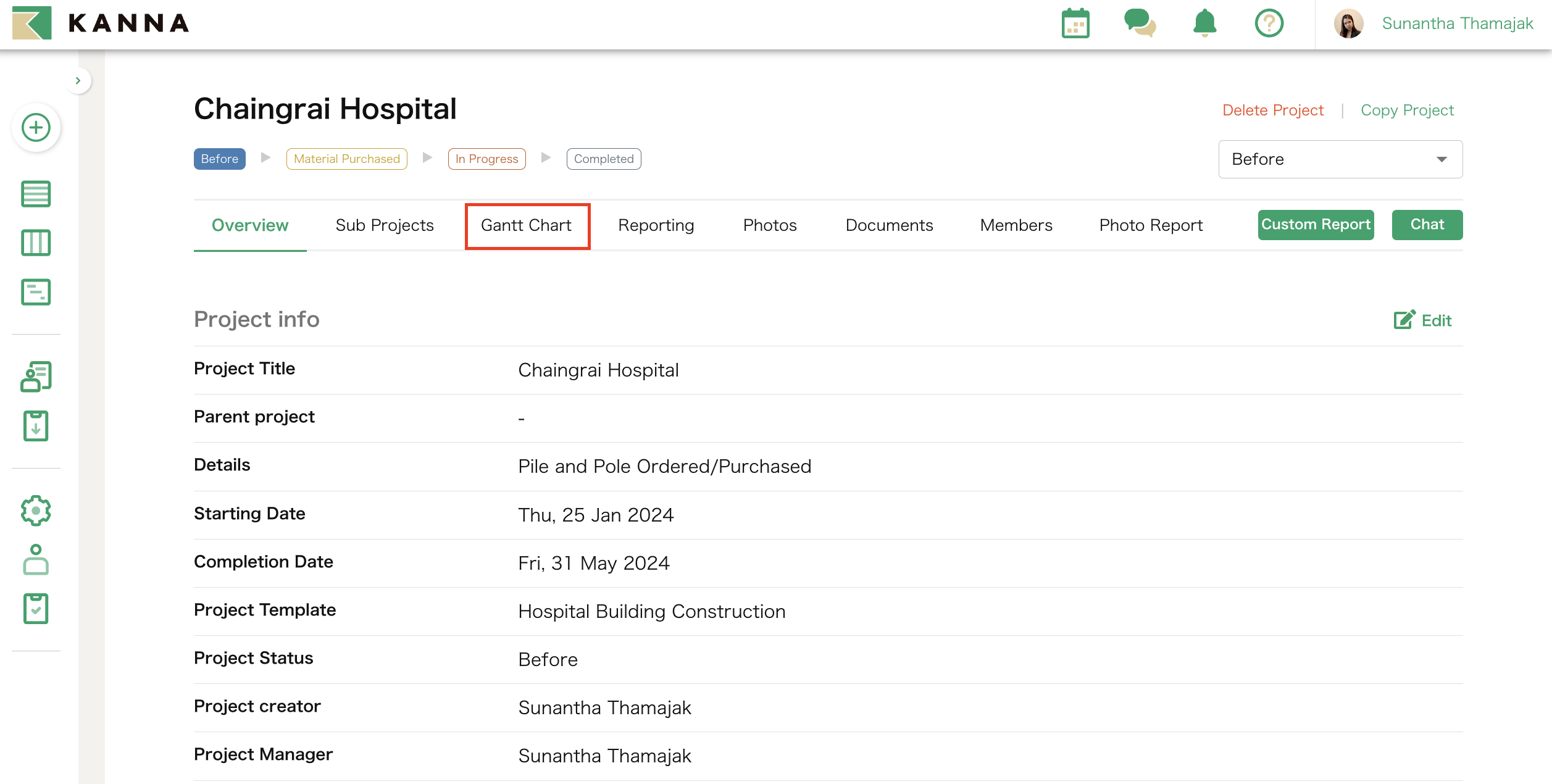 Enable the gantt chart summary function – KANNA FAQ