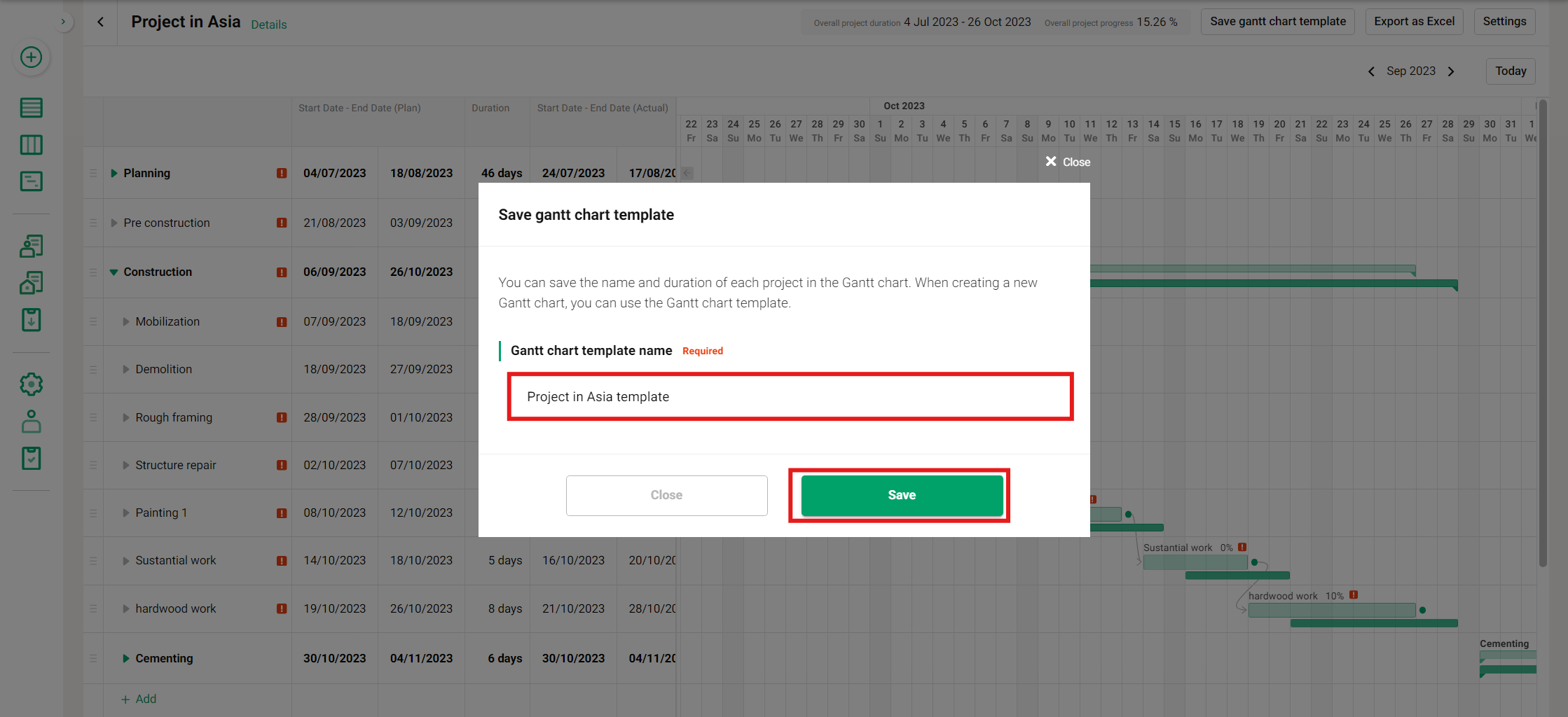 The Gantt Chart feature – KANNA FAQ
