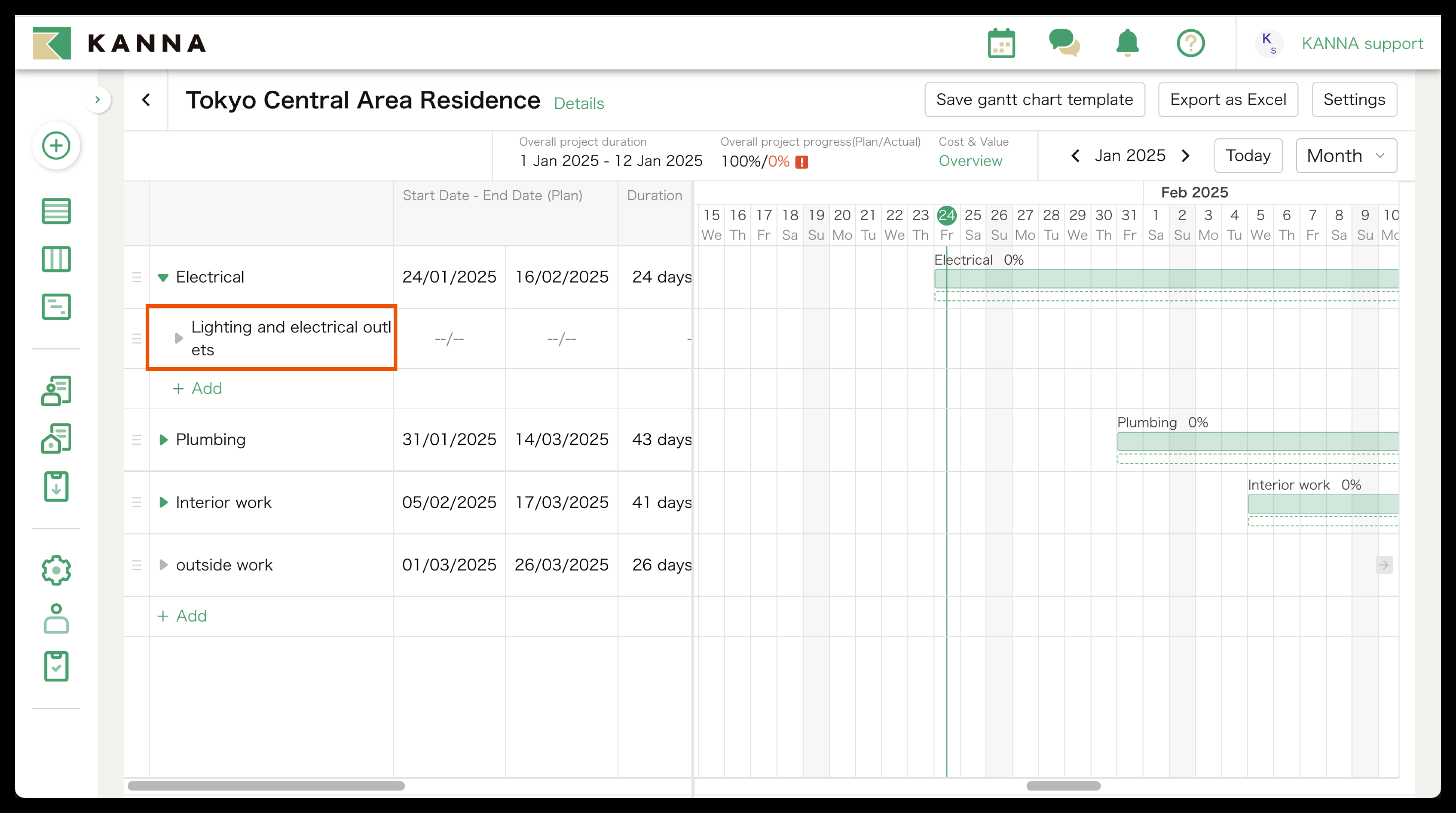 The Gantt Chart feature – KANNA FAQ
