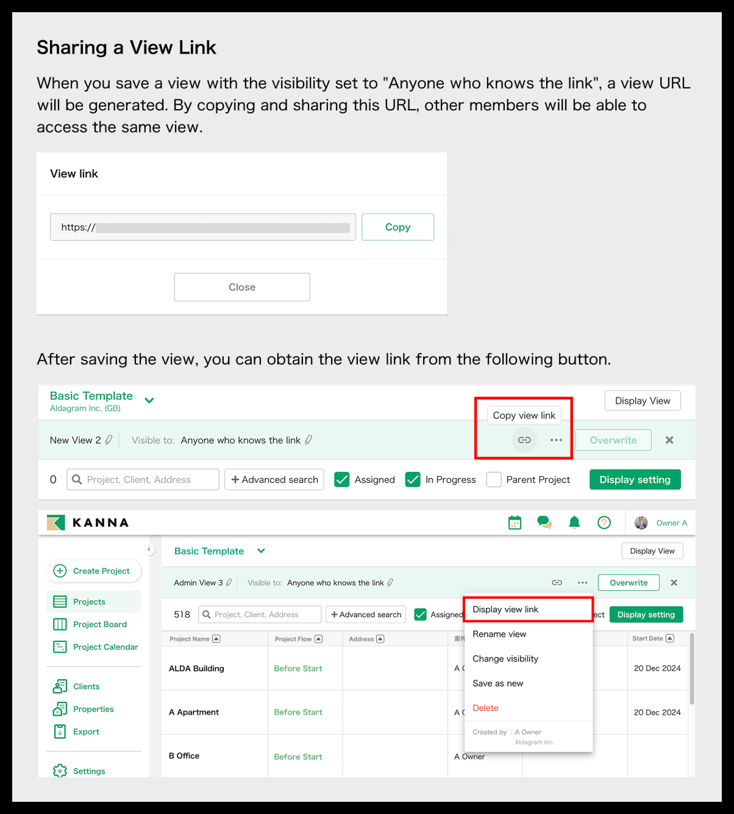 Saving search criteria in the Project list (create view) – KANNA FAQ